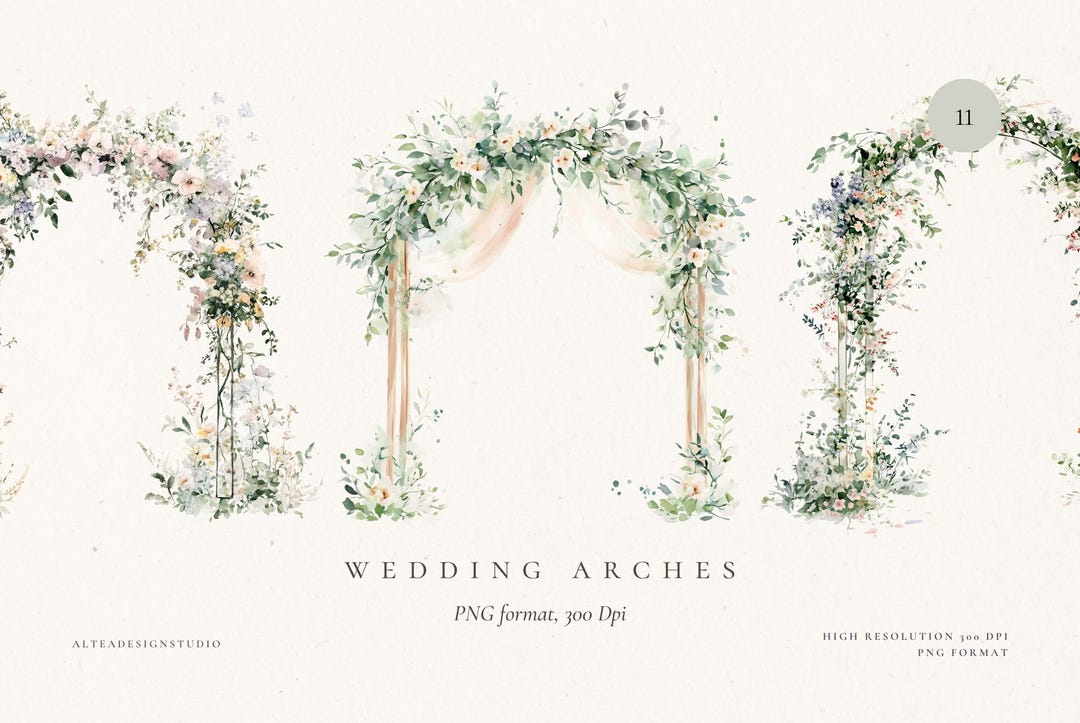 Watercolor Wedding Arch Clipart: Spring Flowers (digital Download) - Etsy