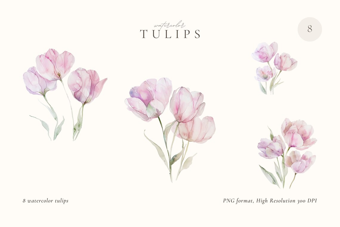 Watercolor Tulips Clipart, Tulipas Clipart, Wedding Invitation Clipart ...