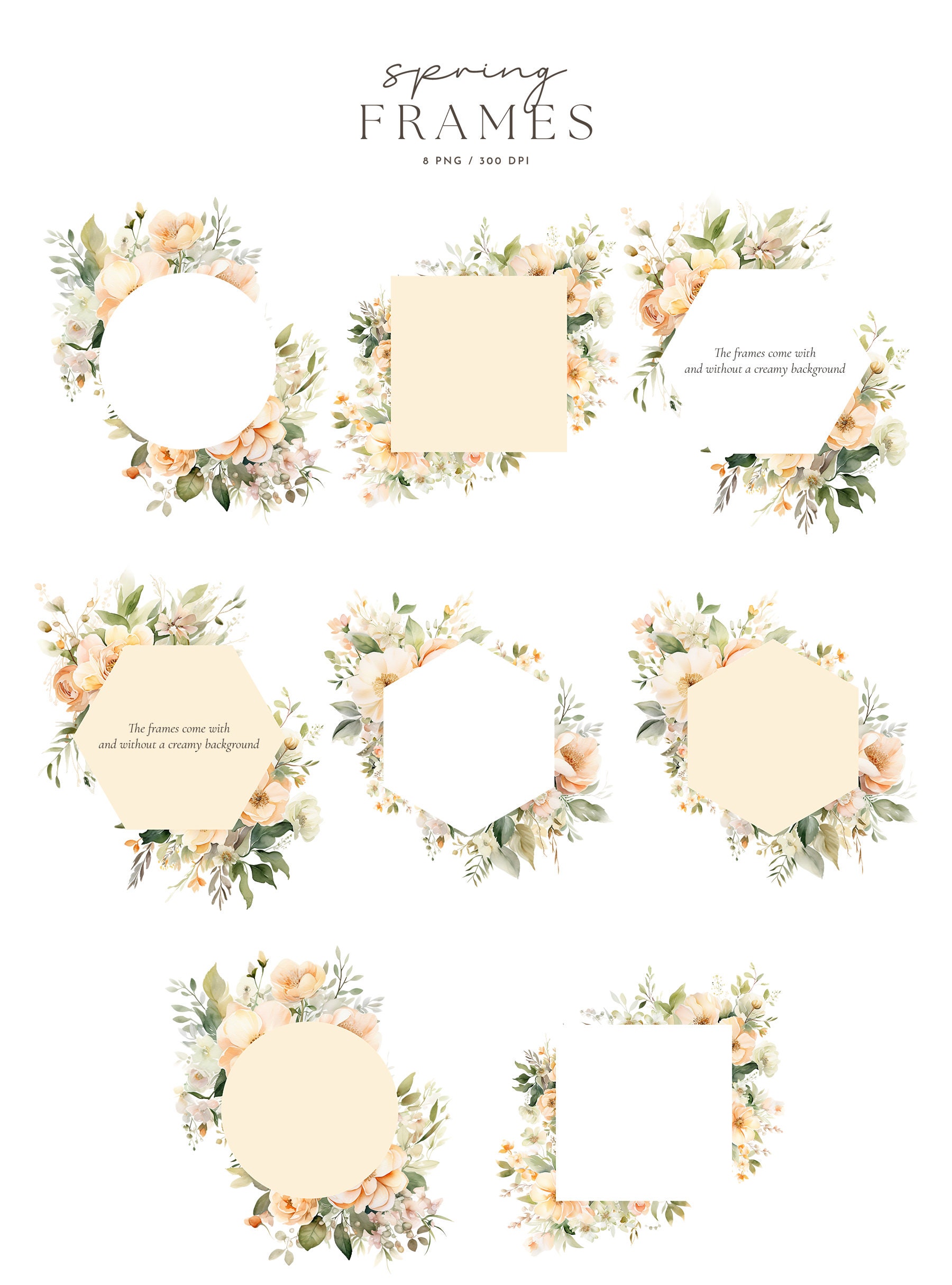 Watercolor Spring Flowers, Floral Clipart PNG, Peachy Watercolor ...