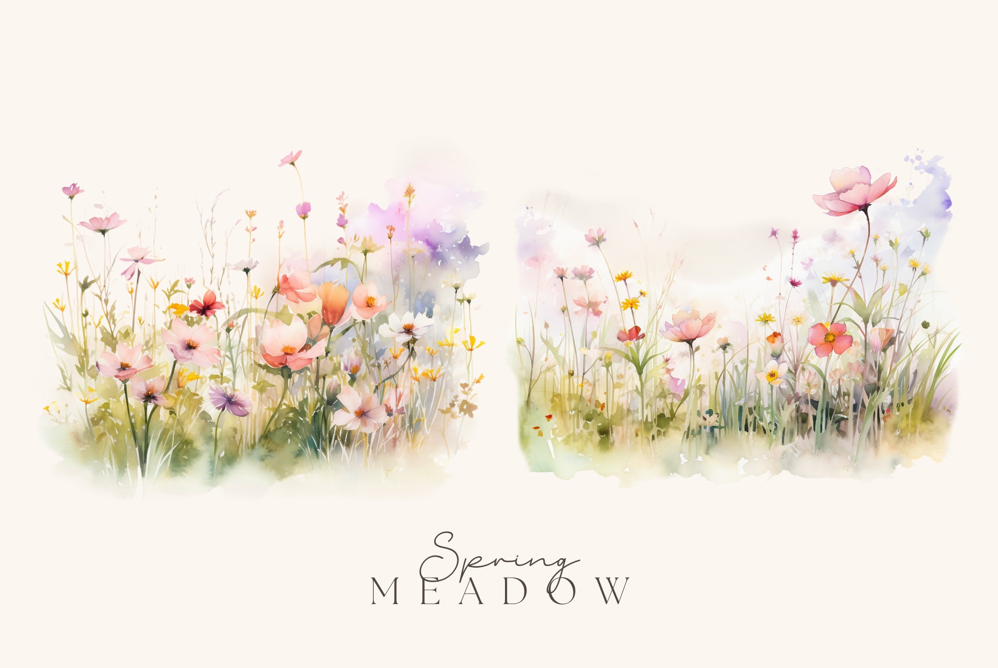 Watercolor Floral Clipart, Spring Summer Flowers Png, Soft Wildflower ...