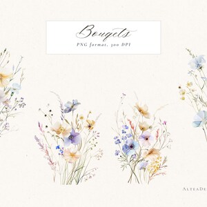 Watercolor Floral Clipart, Pastel Watercolor Flowers, Wedding Clipart ...