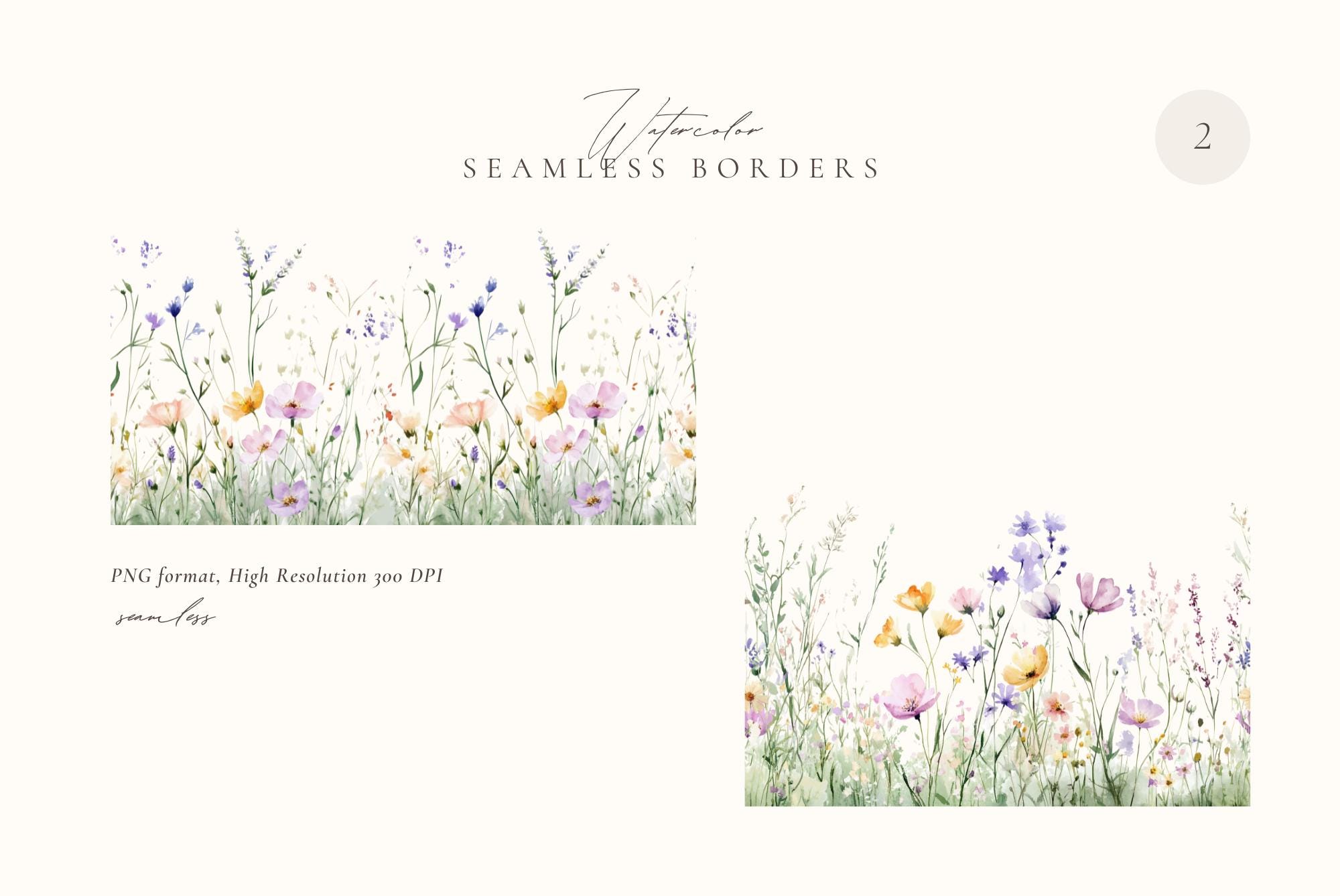 Watercolor Wildflower Clipart: Spring Floral Borders (digital Download ...