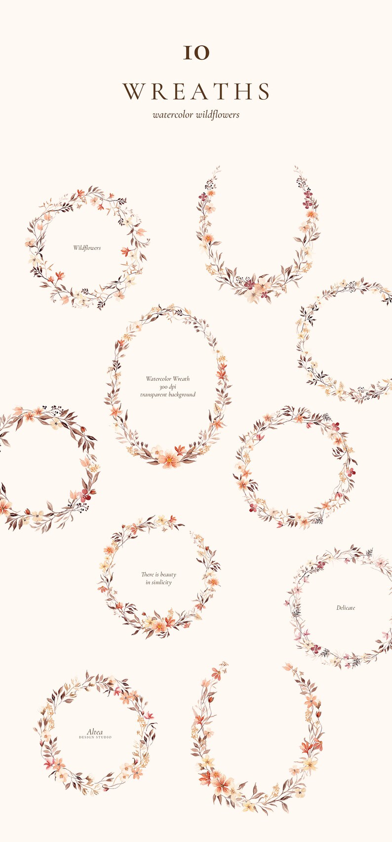 Autumn Wildflowers Clipart Watercolor Floral Png Wedding - Etsy