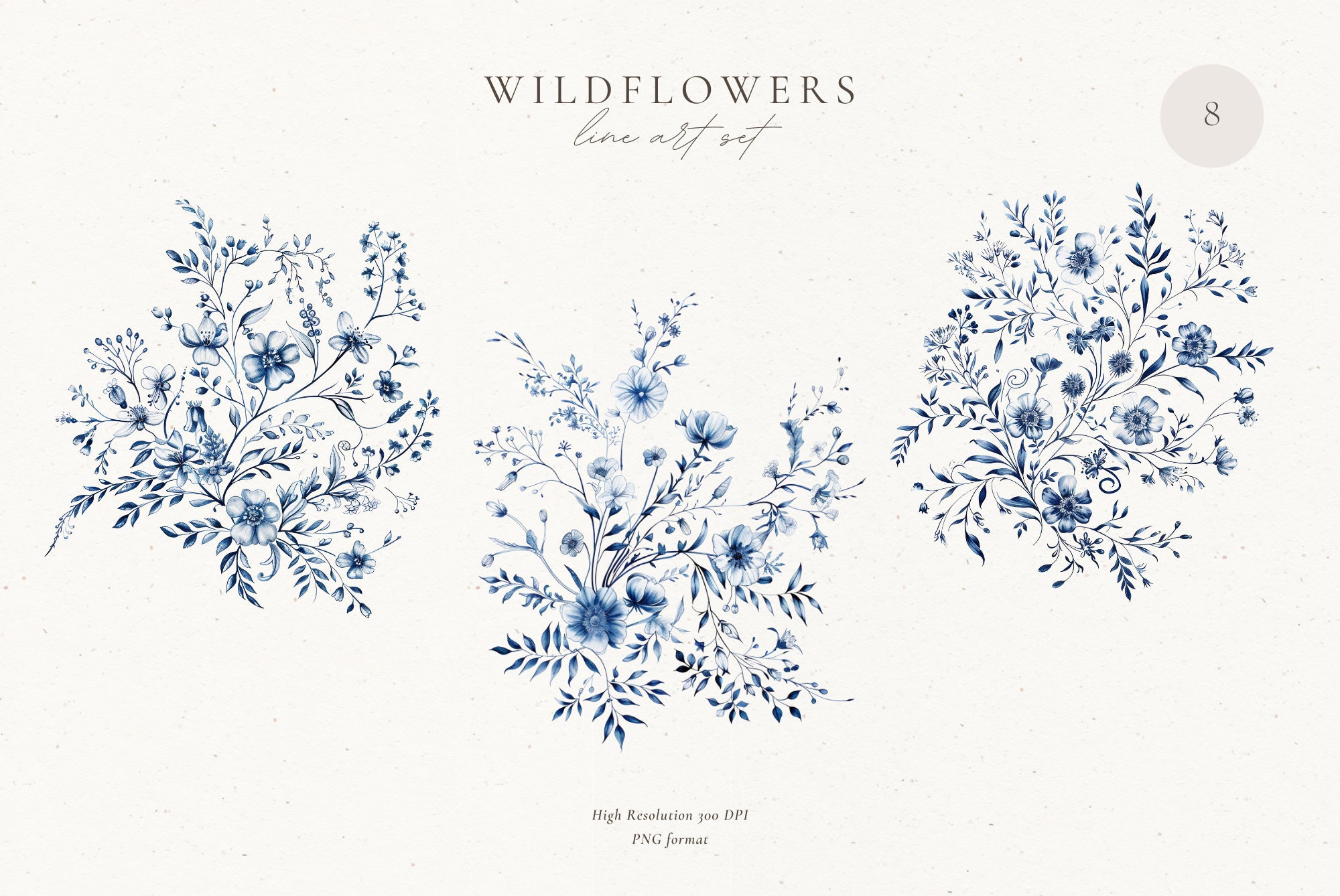 Blue Wedding Botanical Art, Fine Art Wedding Clipart, Vintage Floral ...