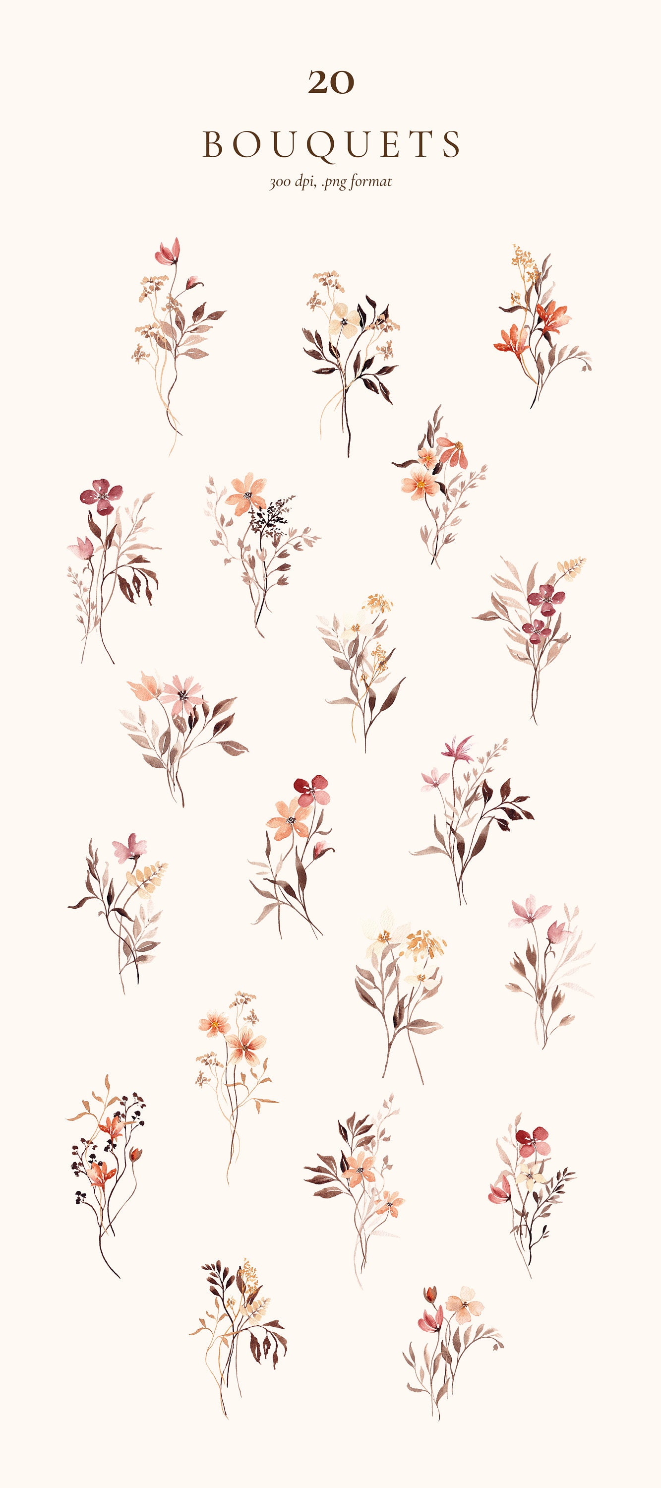 Autumn Wildflowers Clipart Watercolor Floral Png Wedding - Etsy