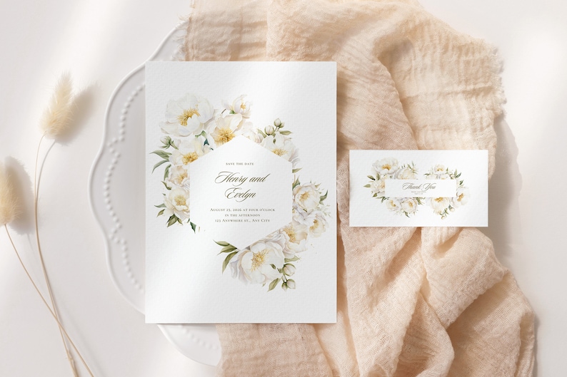 Watercolor Peonies Clipart: White Floral Wedding Bouquet (digital ...