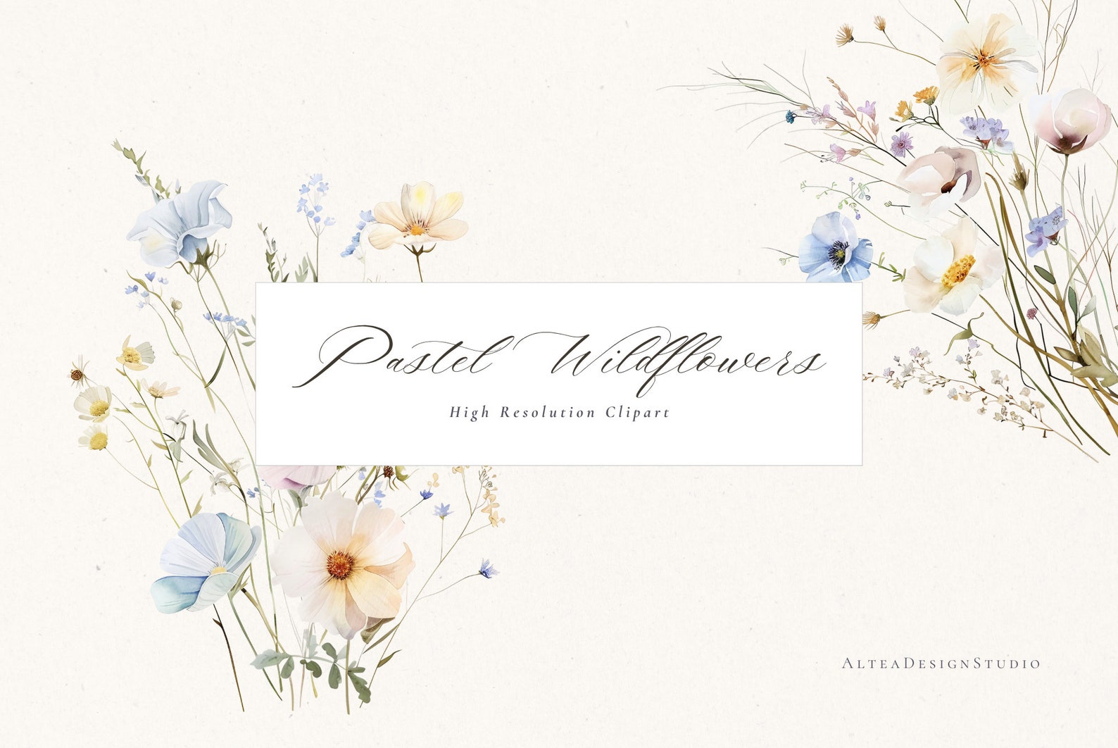 Watercolor Floral Clipart, Pastel Watercolor Flowers, Wedding Clipart ...