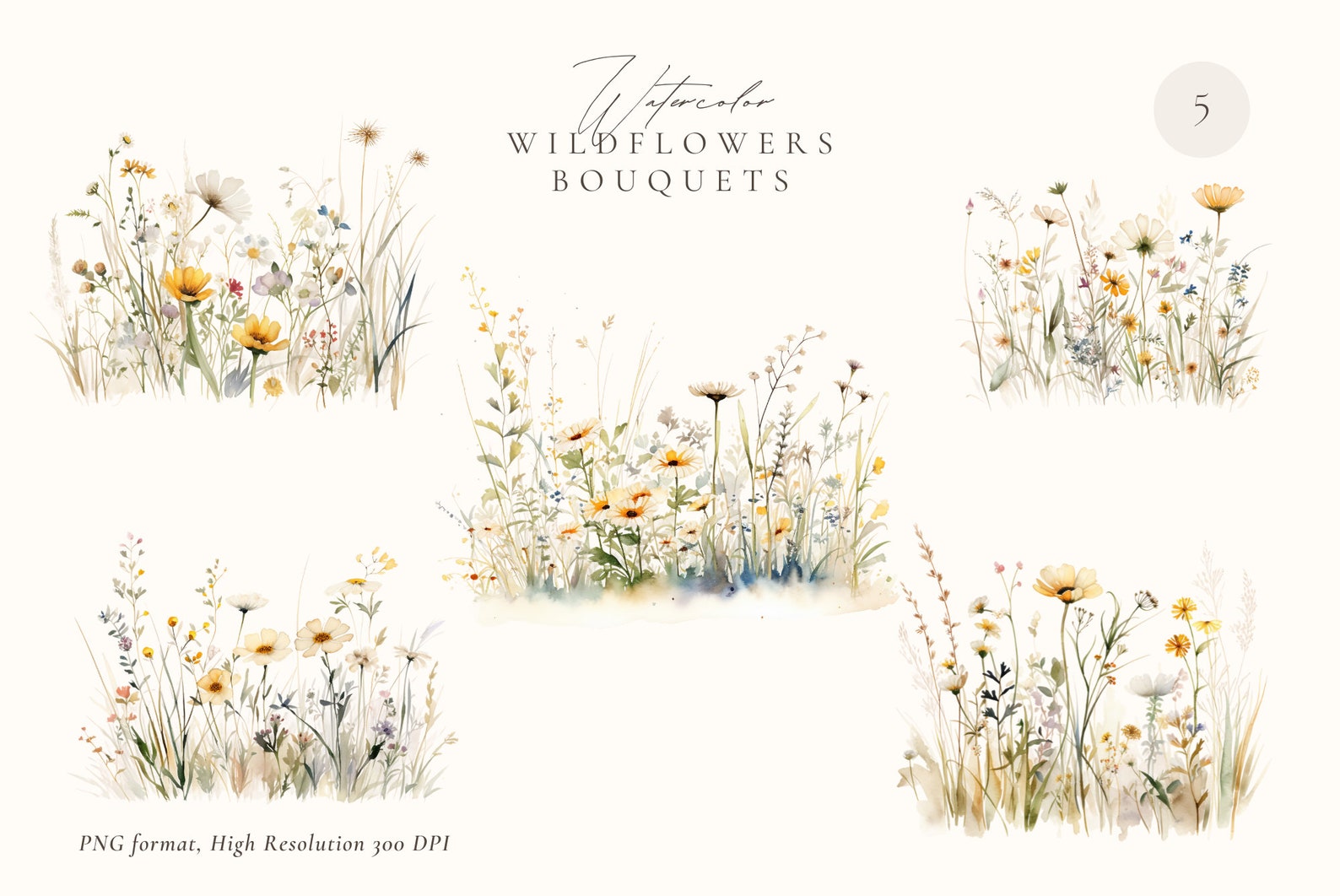 Autumn Watercolor Clipart, Watercolor Florals Clipart, Wildflower ...