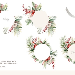 Winter Watercolor Clipart, Christmas Watercolor Flowers, Premade ...