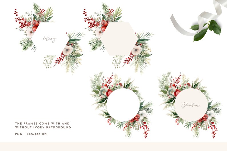 Winter Watercolor Clipart, Christmas Watercolor Flowers, Premade ...