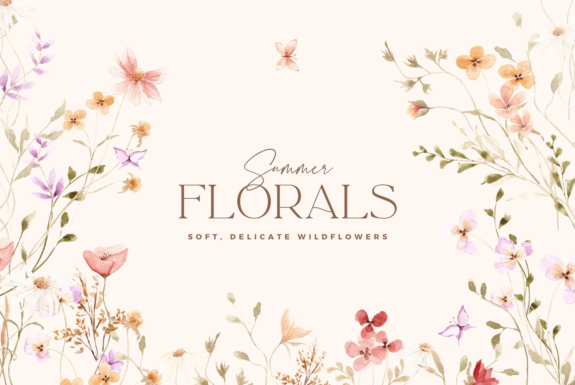 Watercolor Wildflowers Clipart Spring Flowers Clipart - Etsy