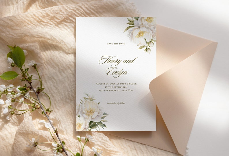Watercolor Peonies Clipart: White Floral Wedding Bouquet (digital ...