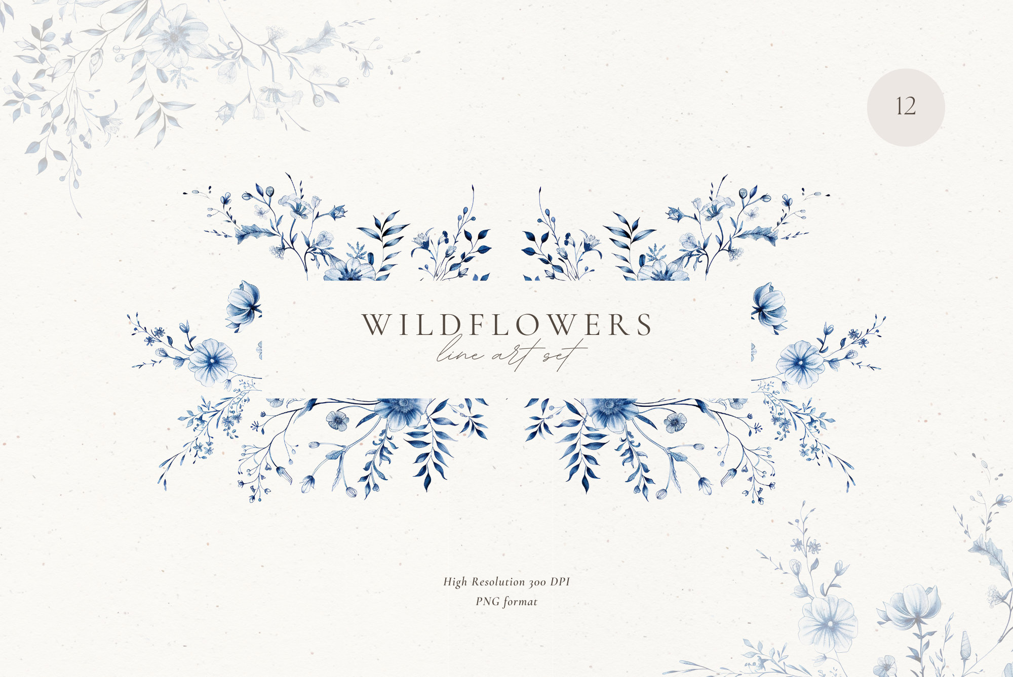 Blue Wedding Botanical Art, Fine Art Wedding Clipart, Vintage Floral ...