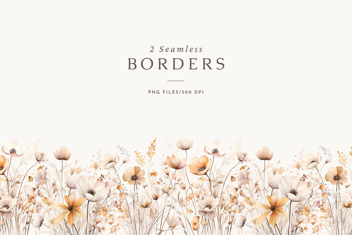 Fall Wildflowers Watercolor Clipart: Autumn Bouquets & Borders (digital ...