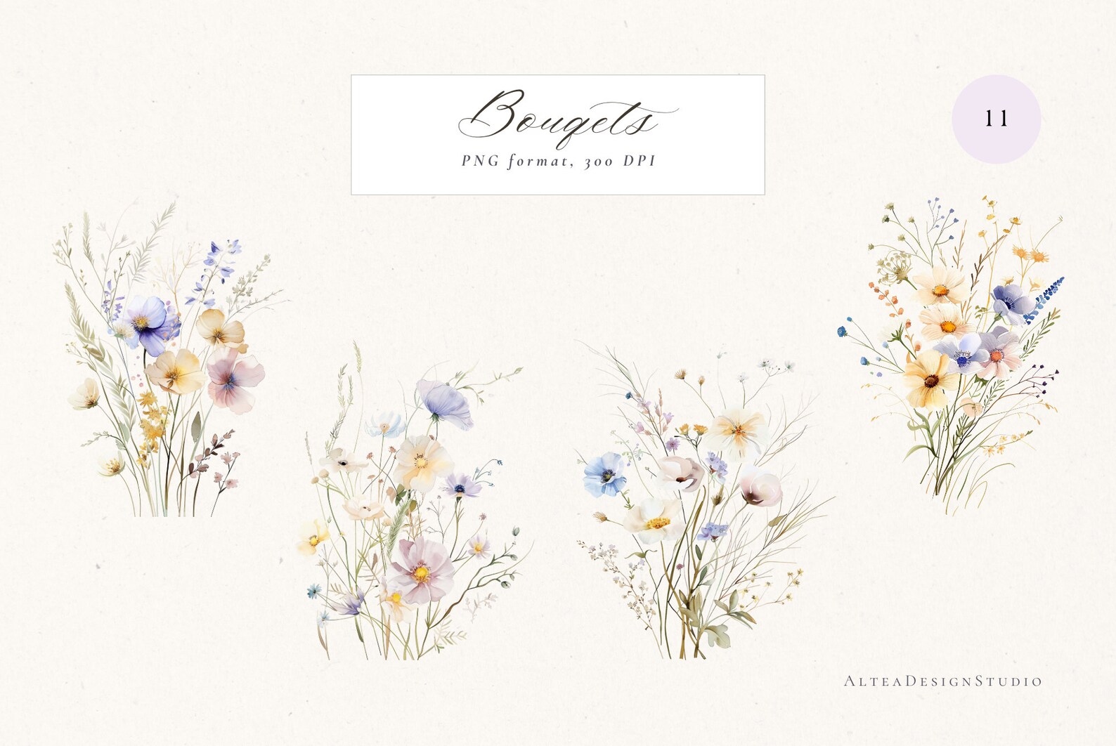 Watercolor Floral Clipart, Pastel Watercolor Flowers, Wedding Clipart ...