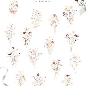 Watercolor Fall Wildflower Clipart: Autumn Wedding Graphics (digital ...