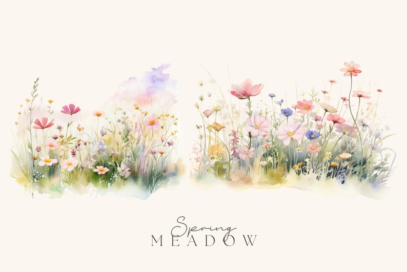 Watercolor Floral Clipart, Spring Summer Flowers Png, Soft Wildflower ...
