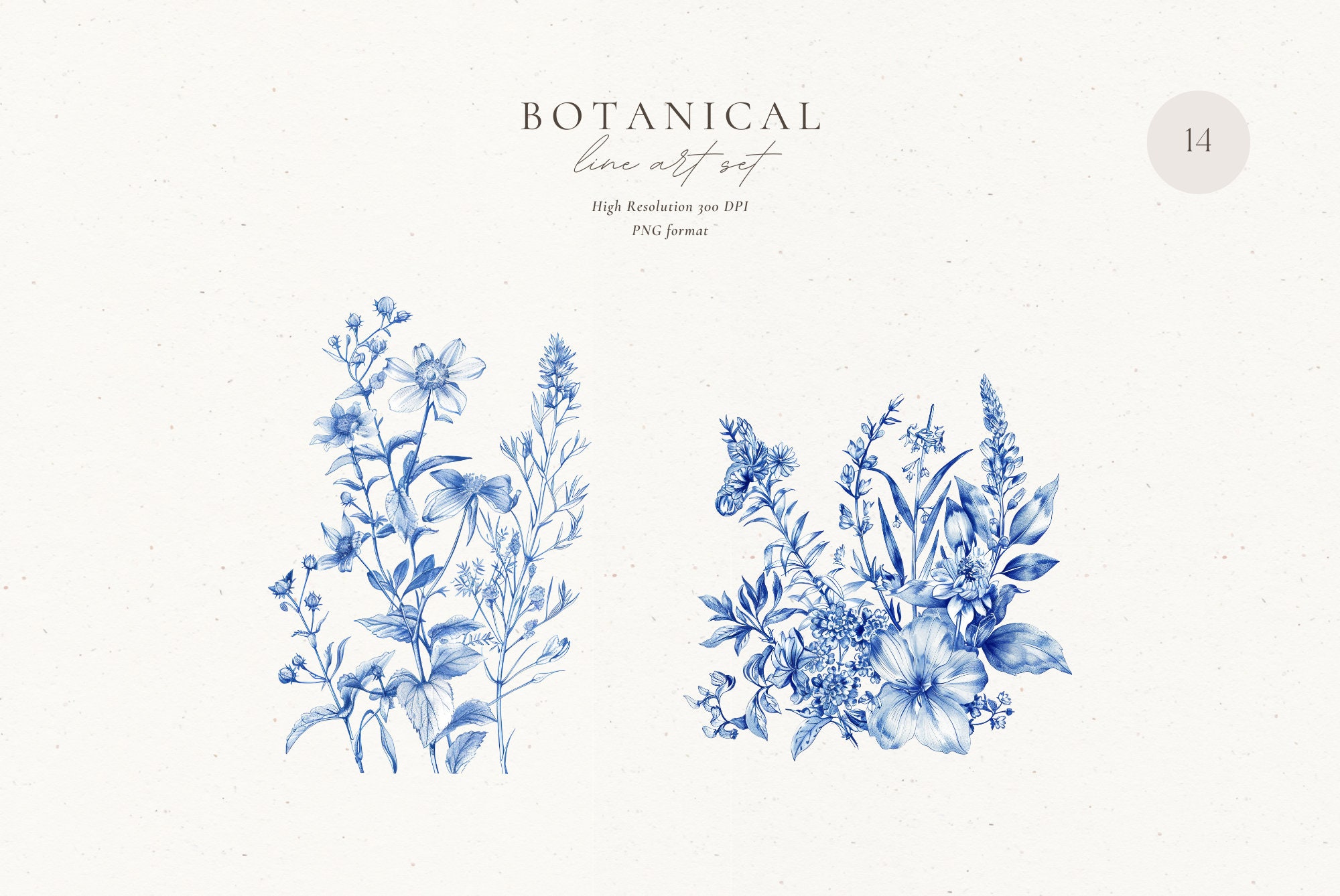 Blue Floral Bouquet Clipart: Vintage Wedding Botanical Art (digital ...
