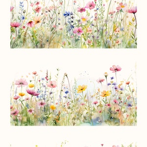 Watercolor Wildflower Clipart: Spring Floral Borders (digital Download ...
