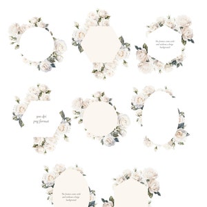 Watercolor White Rose Clipart: Wedding Bouquets & Frames (digital ...