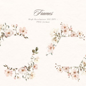 Watercolor Rose Clipart: Floral Elements & Frames (digital Download) - Etsy