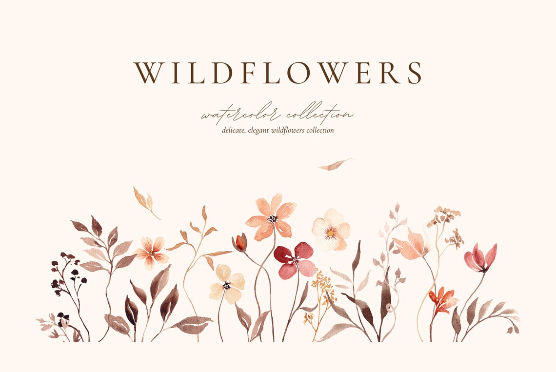 Autumn Wildflowers Clipart Watercolor Floral Png Wedding - Etsy