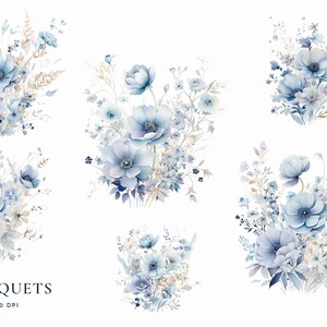Blue Watercolor Flowers, Watercolor Floral Clipart, Wedding Clipart ...