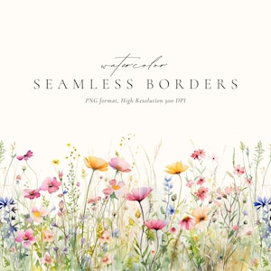 Watercolor Wildflower Clipart: Spring Floral Borders (digital Download ...