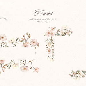 Watercolor Rose Clipart: Floral Elements & Frames (digital Download) - Etsy