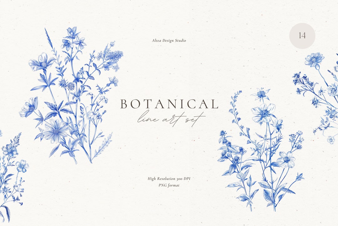 Blue Floral Bouquet Clipart: Vintage Wedding Botanical Art (digital ...