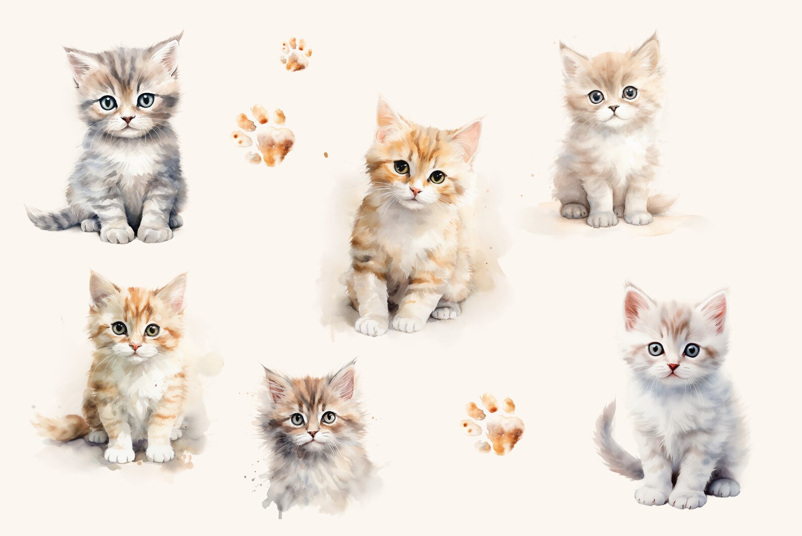 Watercolor Cats Clipart, Kittens Clipart, Cat PNG, Animal Watercolor ...