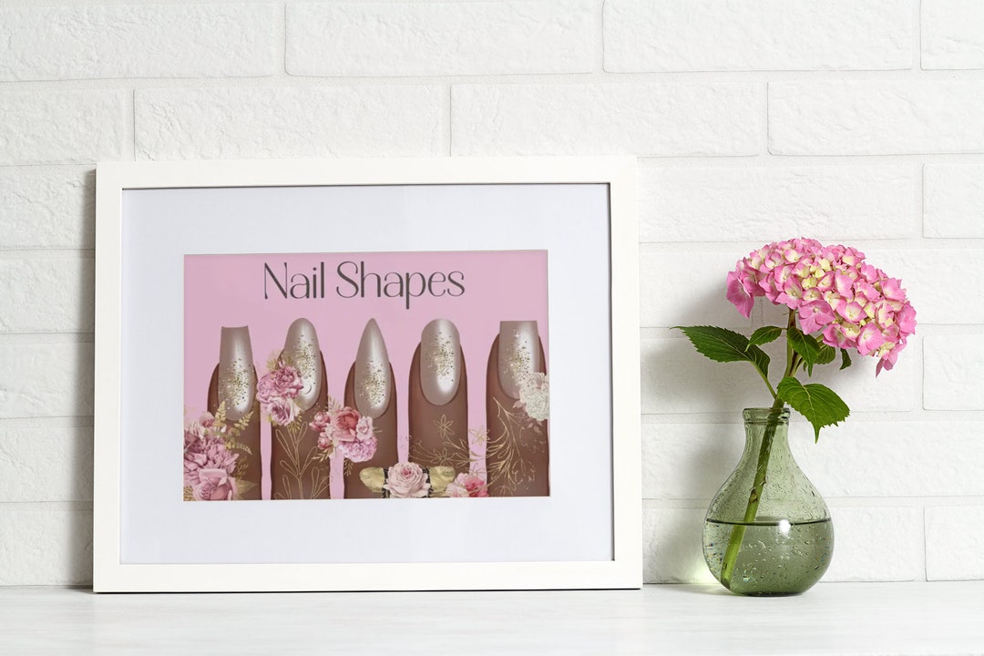 Black Nail Art|acrylic Nail Shapes|nail Shop Wall Art| Canvas Wall ...