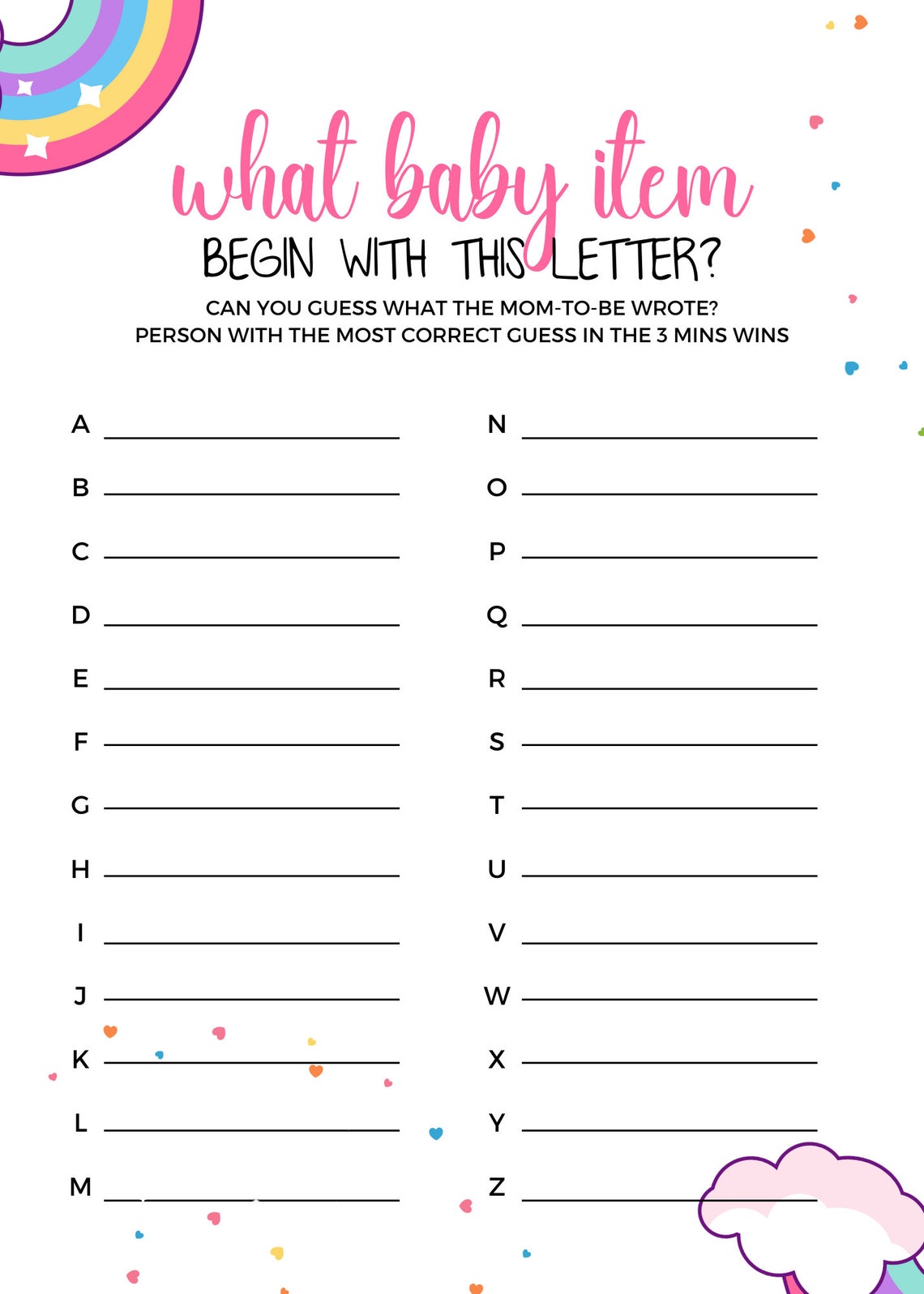 Colorful Editable Baby Shower Games, Baby Shower Games Bundle, Download ...