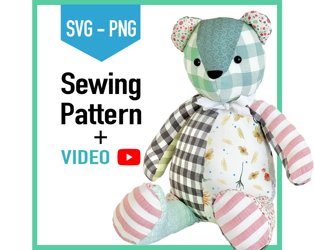 Memory Bear Pattern SVG PNG + Video Tutorial , Keepsake Bear, for ...