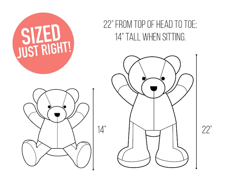 2 Teddy Bear Pattern - Stuff Animal Sewing Pattern - Sewing Tutorial ...