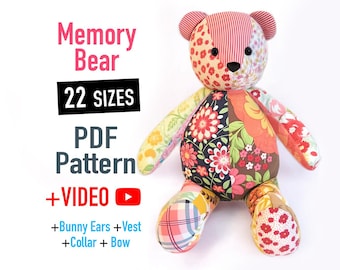 Teddy Bear Pattern and Bunny VIDEO Tutorial 6 Sizes, Rabbit Pattern ...