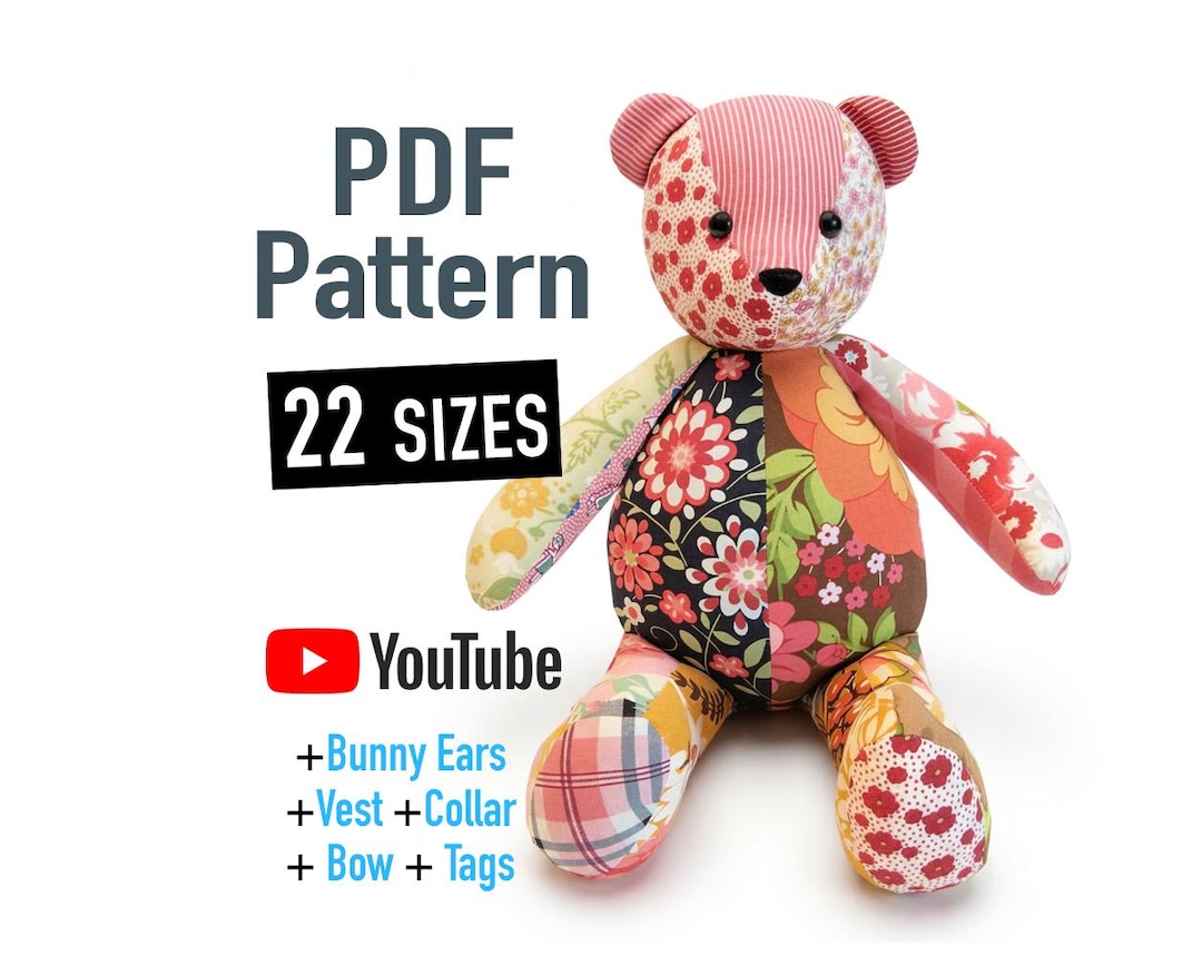 Memory Bear Pattern + VIDEO Tutorial, Keepsake Bear Sewing Pattern, 22 ...