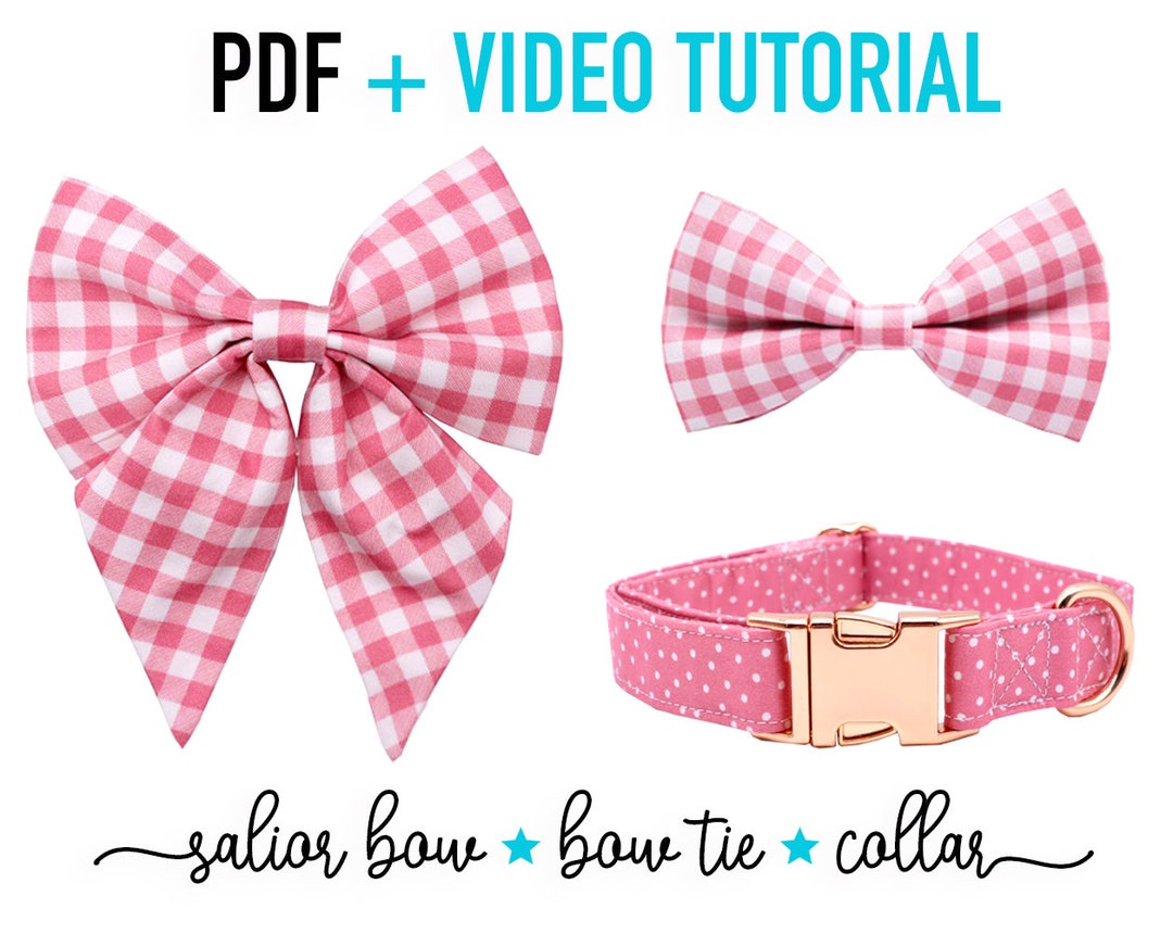 Dog Sailor Bow, Bow Tie and Collar PDF Tutorial Video ALL Sizes Cat Pdf ...