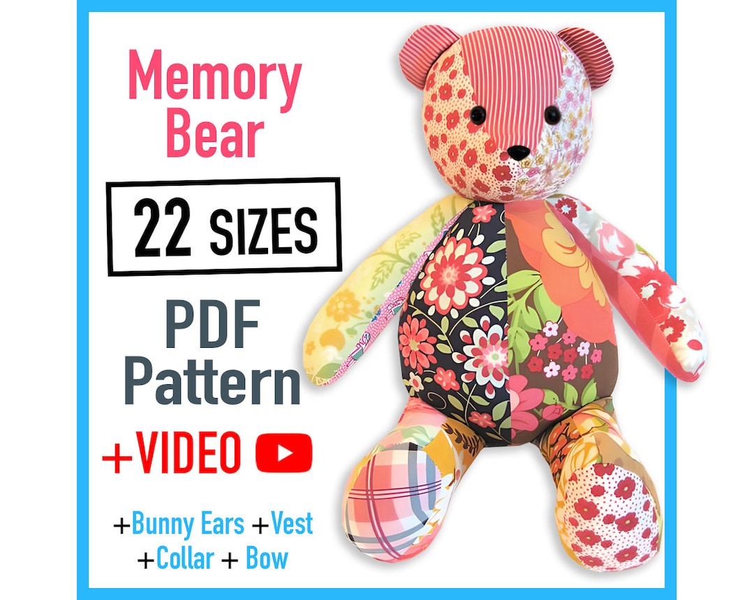 Memory Bear Pattern VIDEO Tutorial All Sizes Included, Keepsake Bear - Etsy
