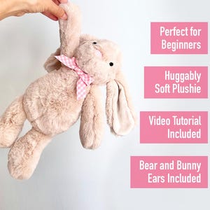 Bunny Sewing Pattern VIDEO Tutorial, Stuff Animal Sewing Pattern ...