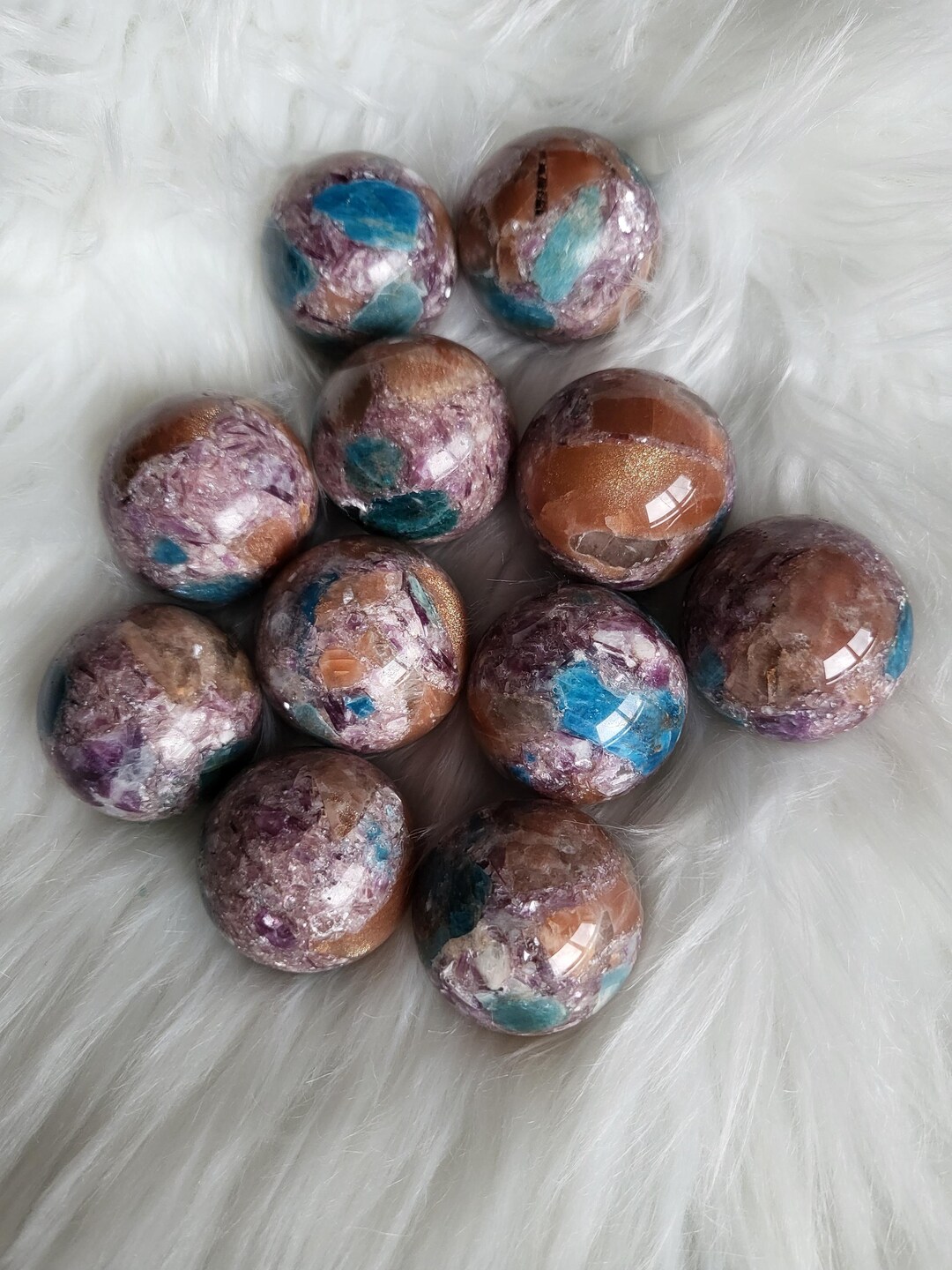 Arusha Sunstone Blue Apatite Mica Lepidolite Crystal Spheres - Etsy