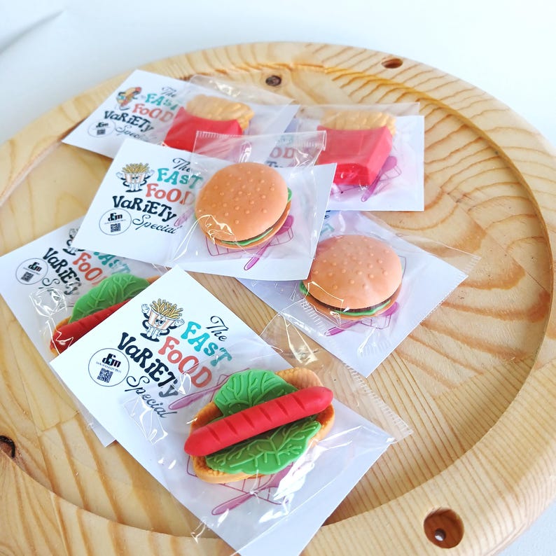 Fast Food Eraser, Hamburger, Hotdog, Chips Rubber, Custom Back-to ...