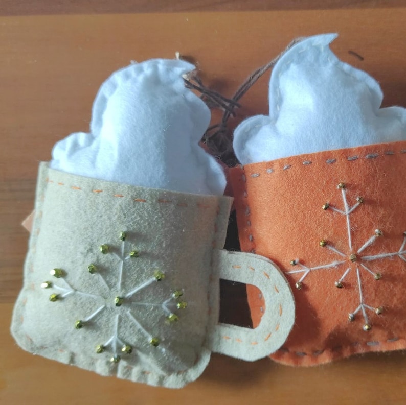 Felt Coffee Mug Ornament, Gift Topper and Personalized Name Tags ...