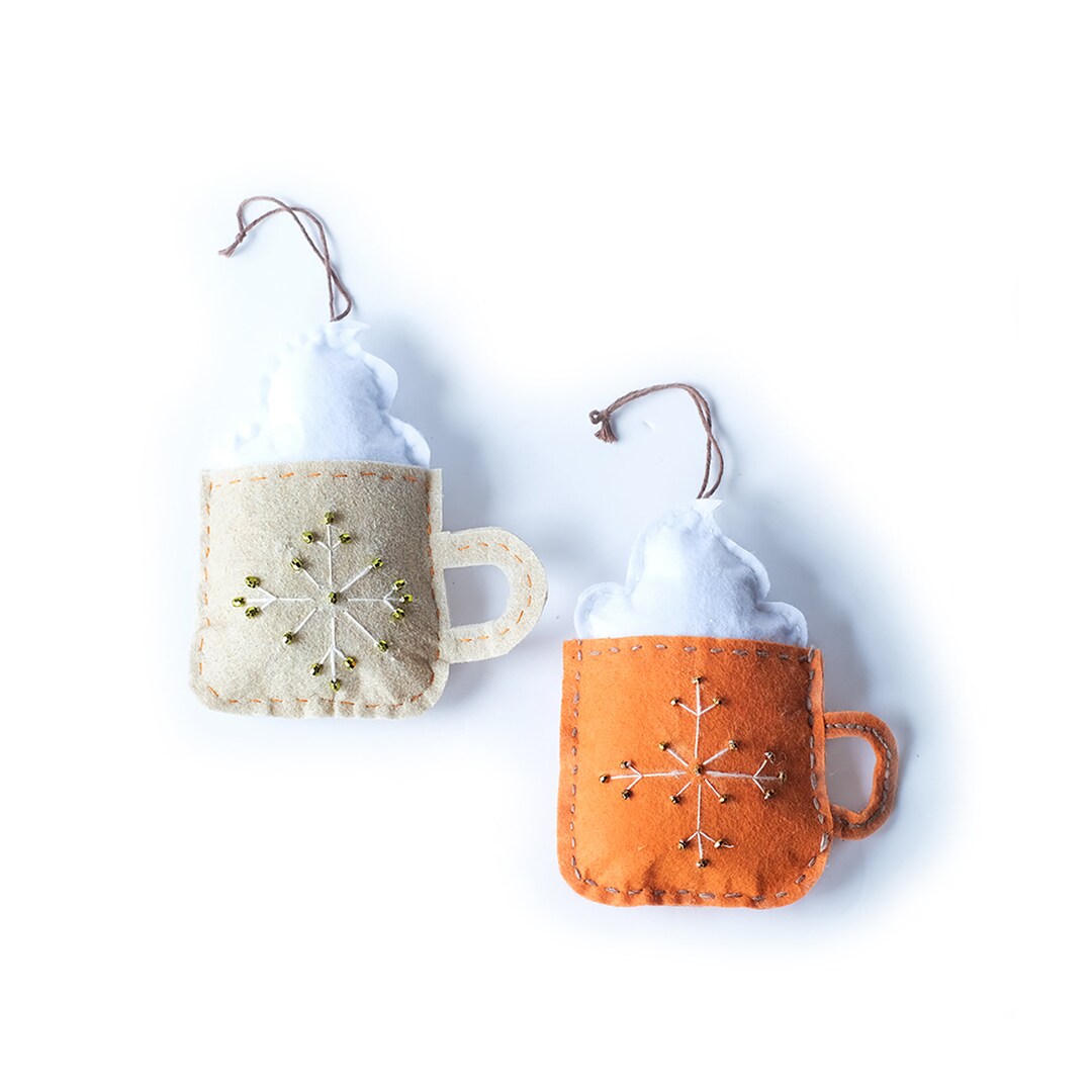 Felt Coffee Mug Ornament, Gift Topper and Personalized Name Tags ...