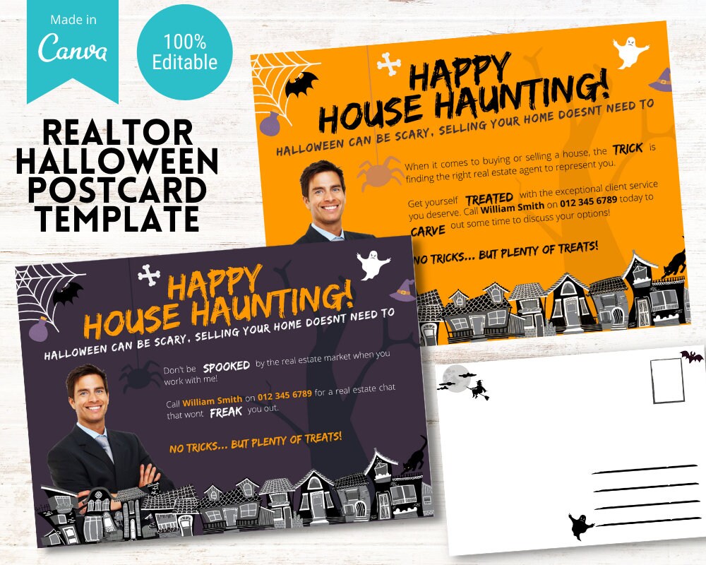 Realtor Halloween Postcard, Real Estate Agent Halloween Postcard, Real ...