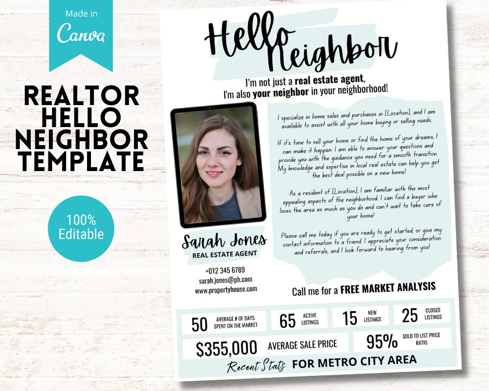 Realtor Hello Neighbor Letter. Real Estate Letter. Realtor Letter ...