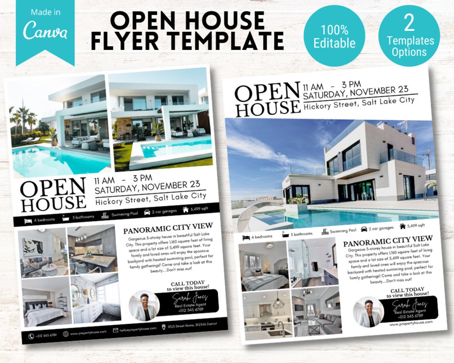 Open House Flyer, TWO Templates, for Real Estate Agent, for Realtor ...