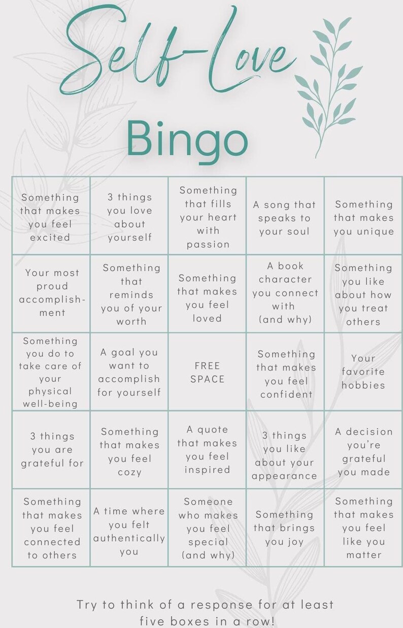 Self-love Bingo Board - Etsy