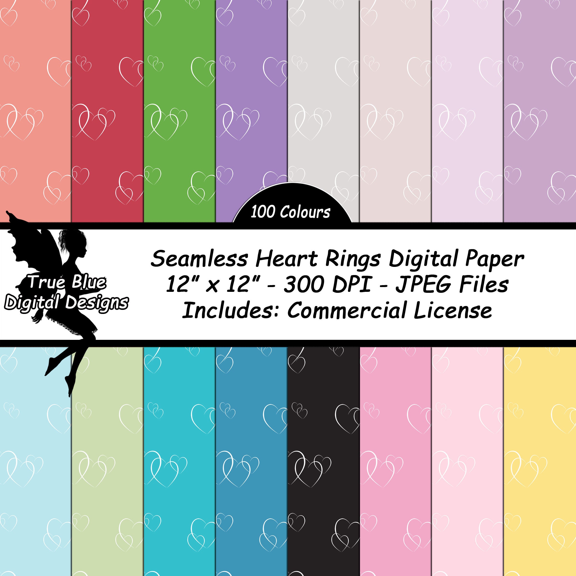 Seamless Hearts, Digital Paper, Printable Paper, Wedding Paper, Paper ...