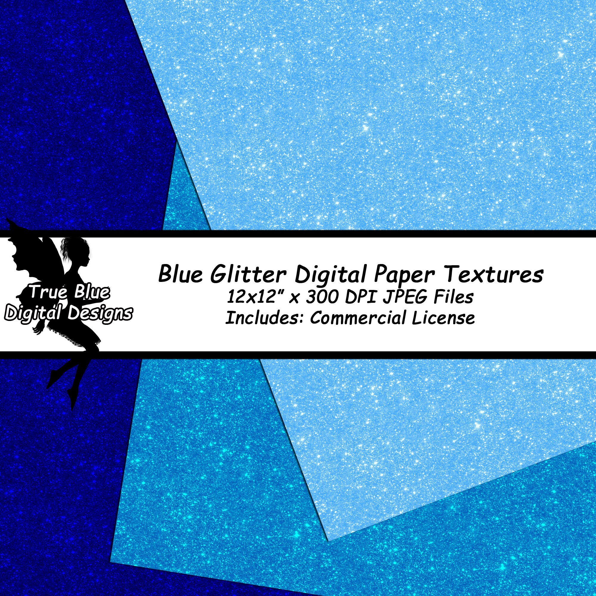 Seamless Blue Glitter, Digital Papers, Glam Digital Paper, Glitter ...